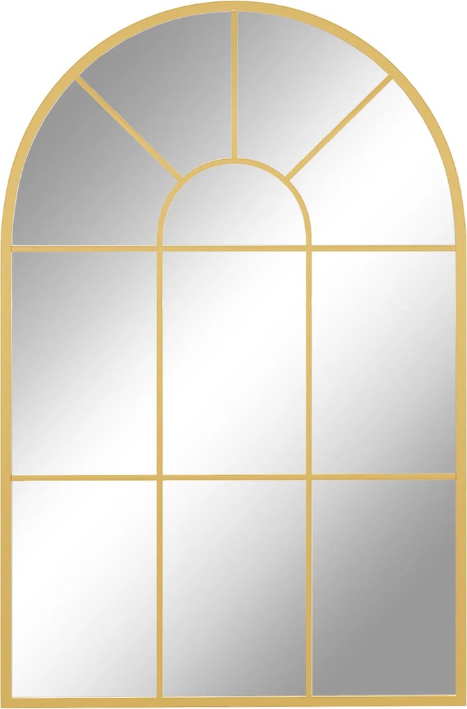 Zrcadlo na stěnu HOMCOM 91 x 60 cm Okenní zrcadlo s kovovým rámem Dekorativní zavěšené zrcadlo Zrcadlo do předsíně do ložnice nebo obývacího pokoje Zl