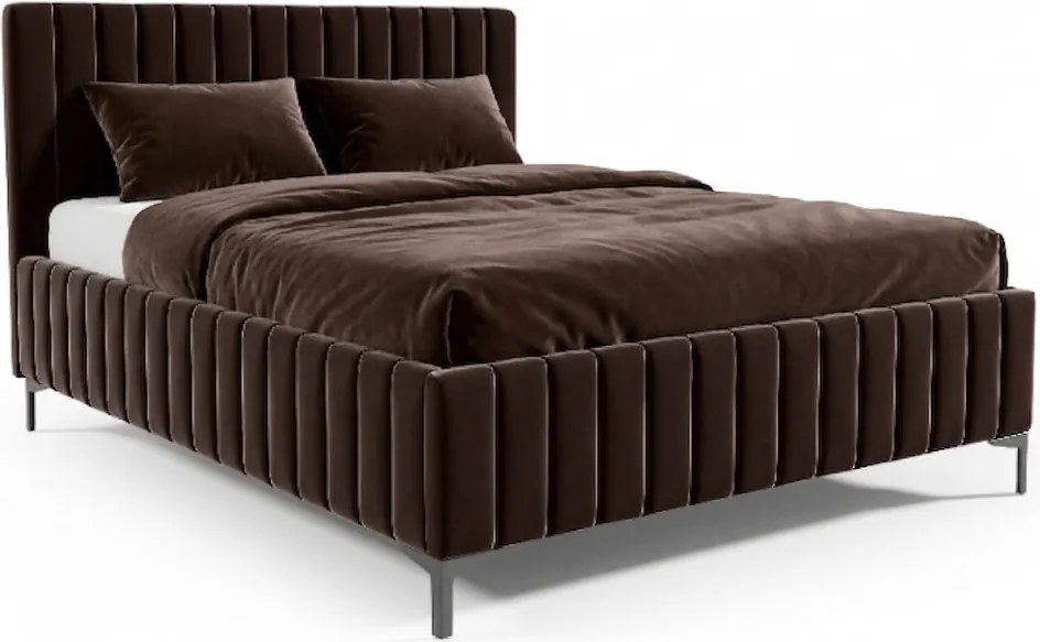 Eka Čalouněná postel INTIMA+ 180x200 cm Barva látky Trinity: Krémová (Trinity 2302), Úložný prostor: S kovovým rámem úložného prostoru, Barva nožek postele: Černá
