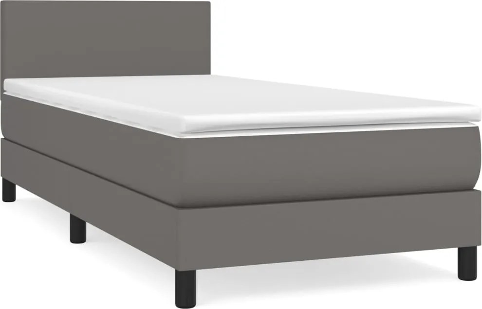 Box spring postel s matrací šedá 90x190 cm umělá kůže 3140979
