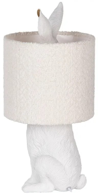 Bílo-zlatá stolní lampa králík s bílým režným stínidlem Konijn – 20x43 cm