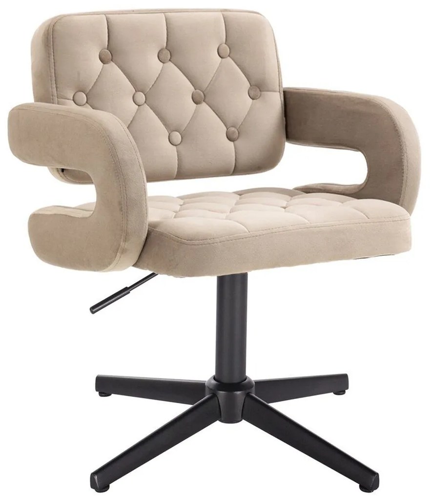 LuxuryForm DESIGN Otočná židle ADRIA VELUR na černém kříži - latte