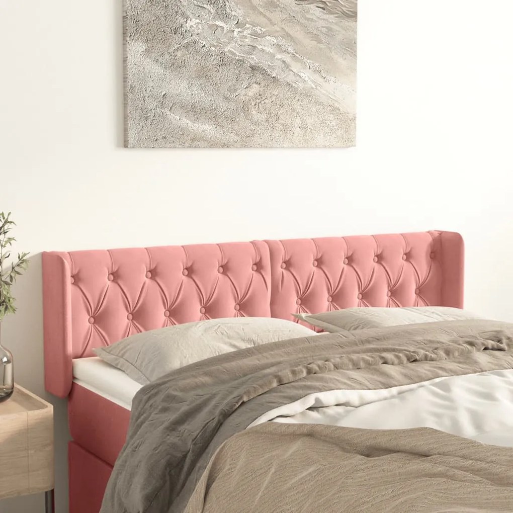Čelo postele typu ušák růžová 163x16x78/88 cm samet 3119163