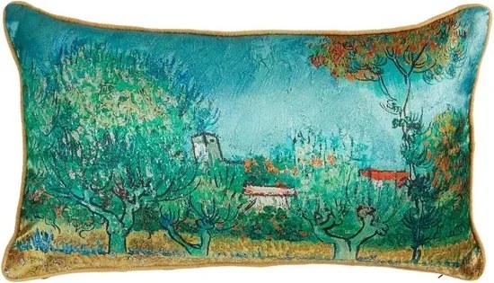 BH Van Gogh polštář Countryside 30x50cm, modrý (Sametový polštář s výplní Van Gogh)