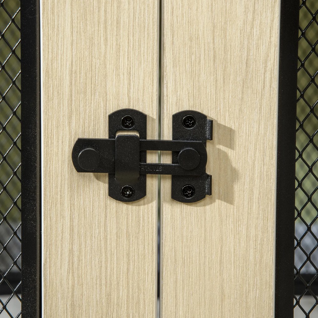 PawHut klec pro psy s polštářem 2 dveře klec pro psy a psí bouda pro malé a střední psy dub 94x60x71,5cm univerzální