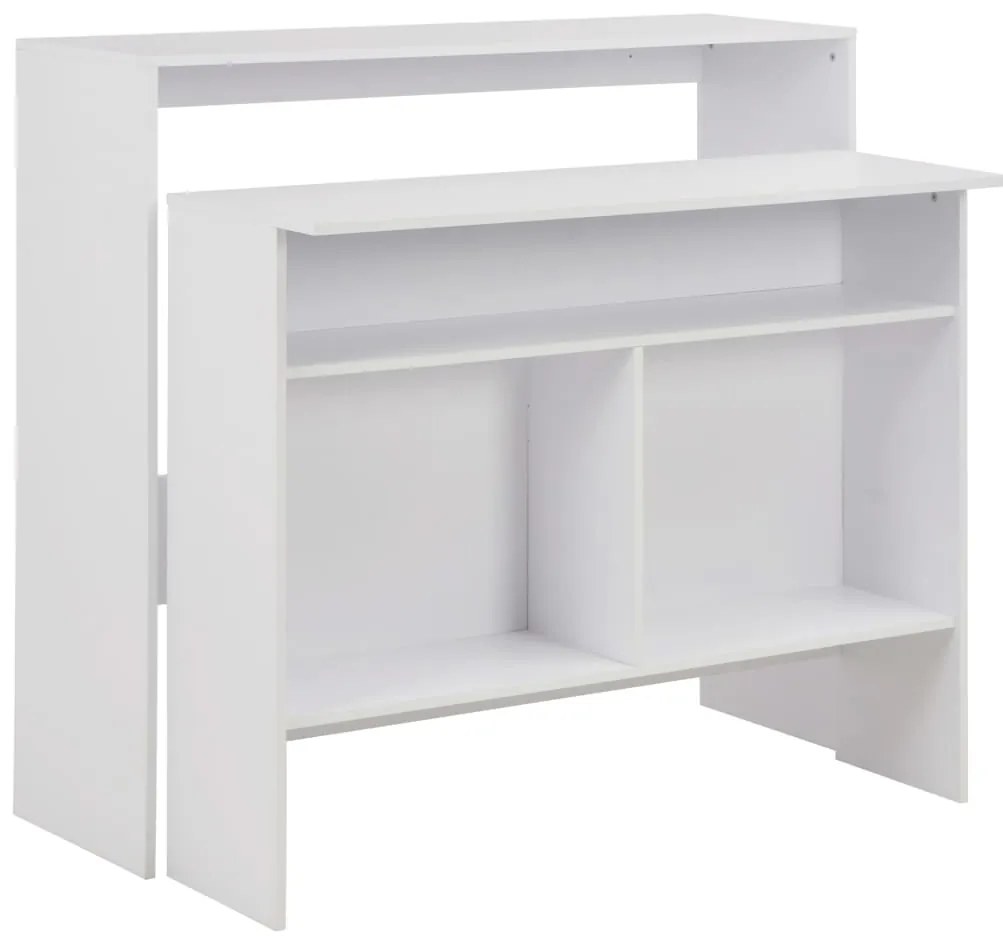 Barový stůl se 2 stolními deskami bílý 130 x 40 x 120 cm 280217