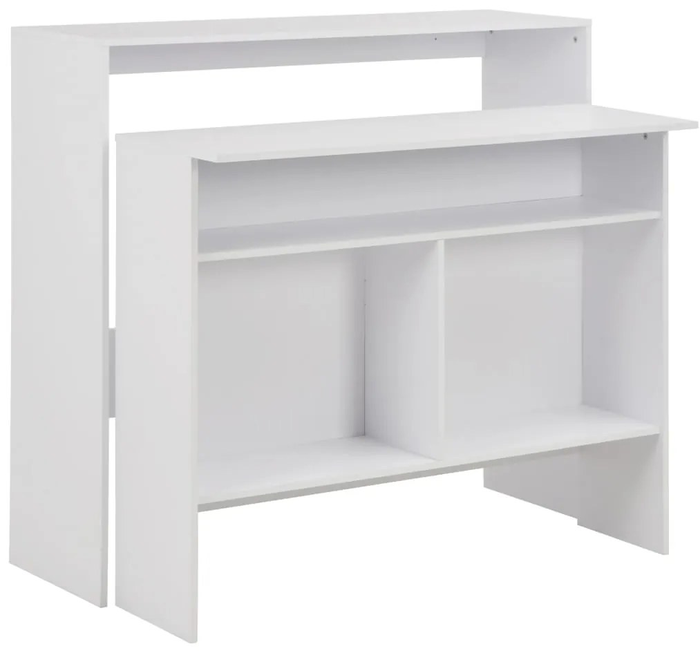 280217 vidaXL Barový stůl se 2 stolními deskami bílý 130 x 40 x 120 cm