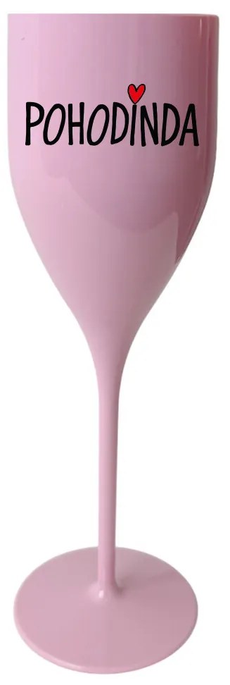 POHODINDA - růžová nerozbitná prosecco sklenice 150 ml