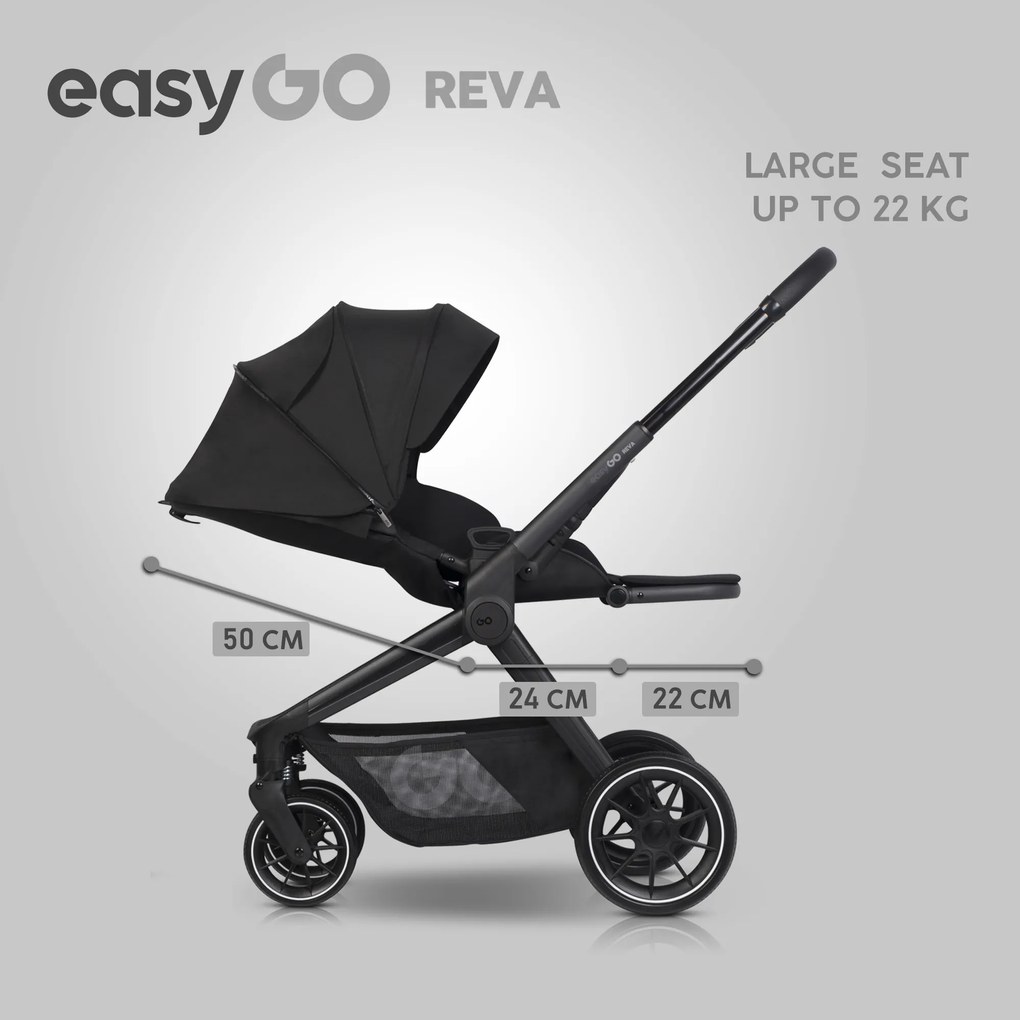 Kombinovaný kočárek EasyGo Reva 2v1 Ebony Black