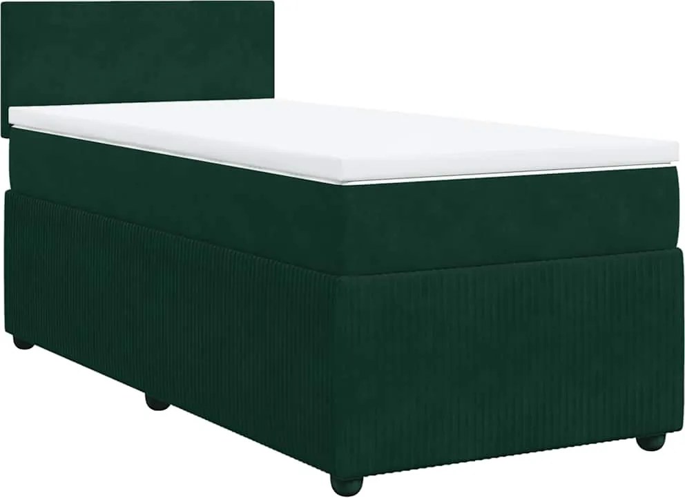 Box spring postel s matrací tmavě zelená 80 x 200 cm samet 3289887