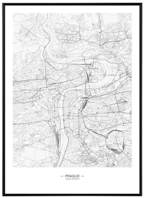 Prague map II - 50x70 cm Obraz