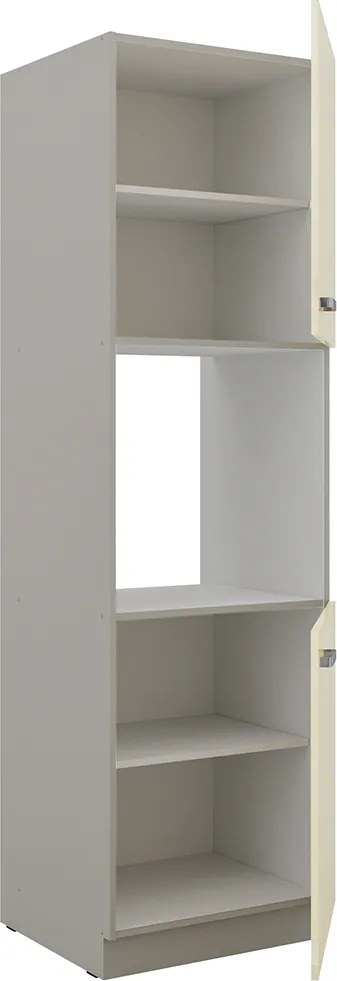 KARMEN | vysoká skříňka 60 DP-210 2F na vestavnou troubu | 60 cm | světle šedá/krémová lesk