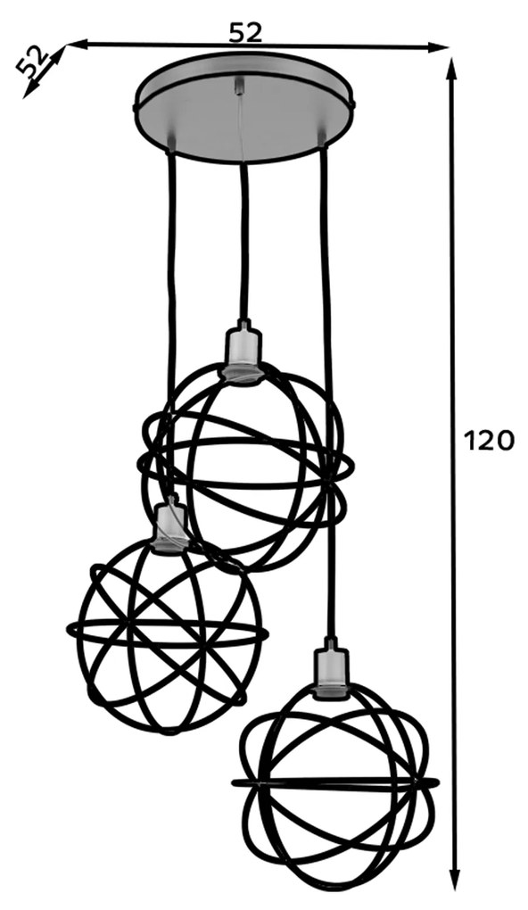 Eltap Designové závěsné osvětlen Olinto 3, 52x52x120cm