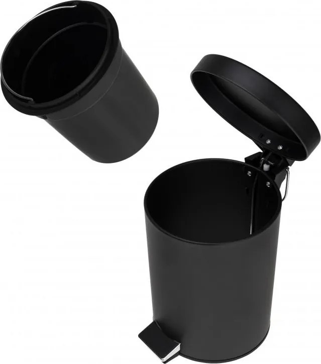 Erga Labi, kulatý odpadkový koš 3l na postavení, Soft-Close zavírání, černá matná, ERG-YKA-CH.LABI-SC-BLK