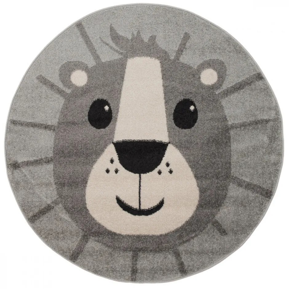 Dětský kusový koberec Lvíček šedý kruh, Velikosti 100x100cm