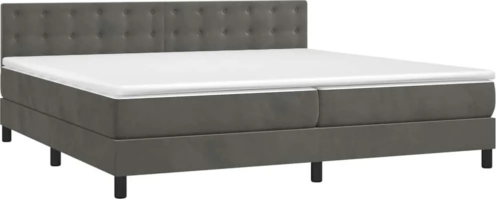 Box spring postel s matrací a LED tmavě šedá 200x200 cm samet 3134664