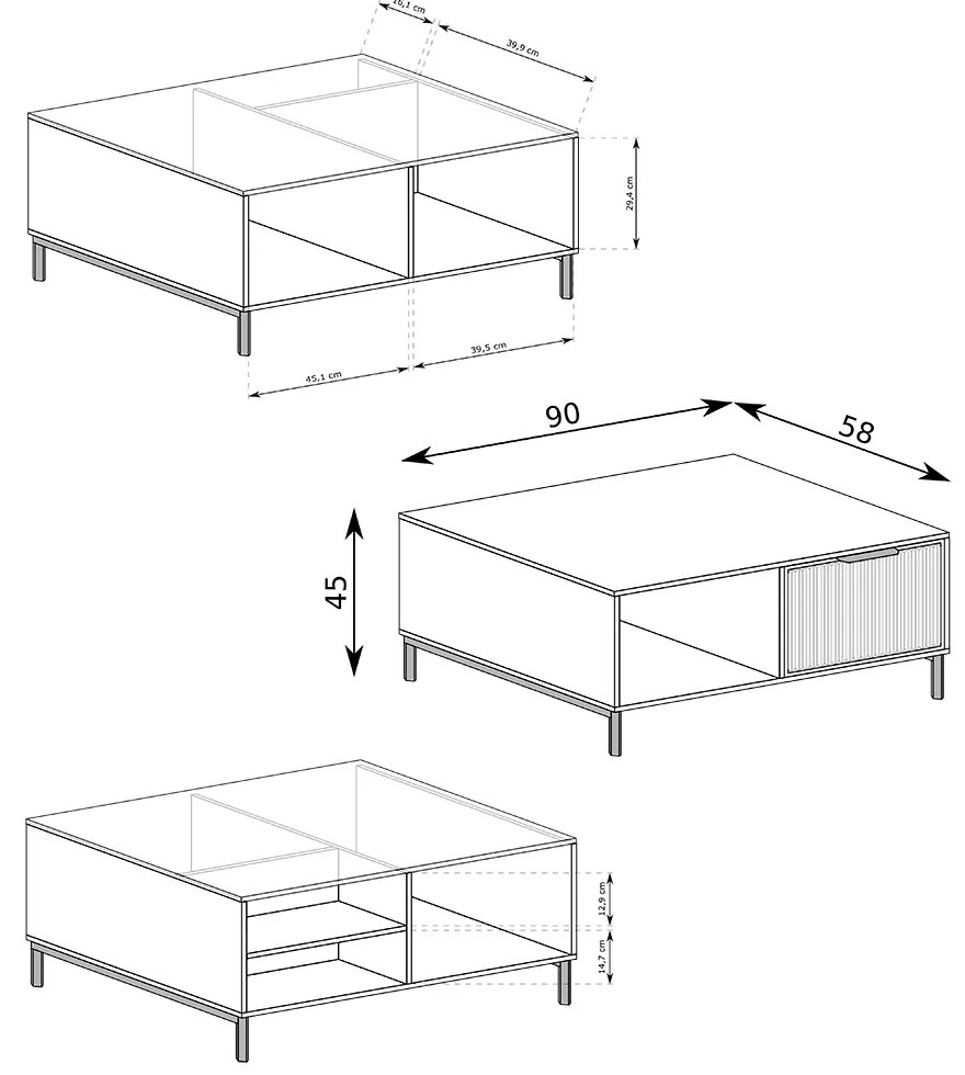STYLES k | obdélníkový konferenční stolek LS-6 | 90x58 cm | 3D povrch | kašmír