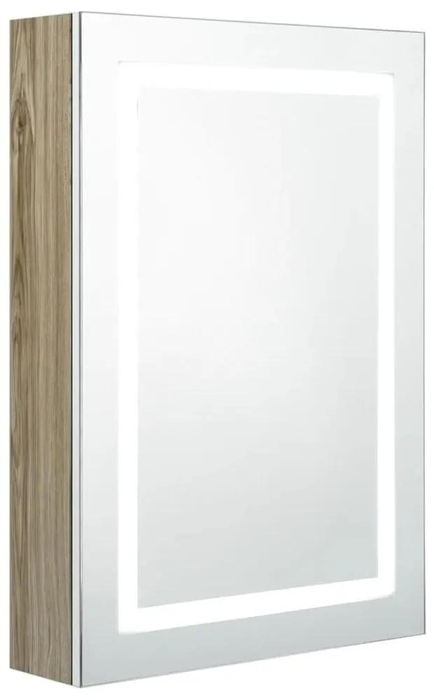 Petromila LED koupelnová skříňka se zrcadlem bílá a dub 50 x 13 x 70 cm