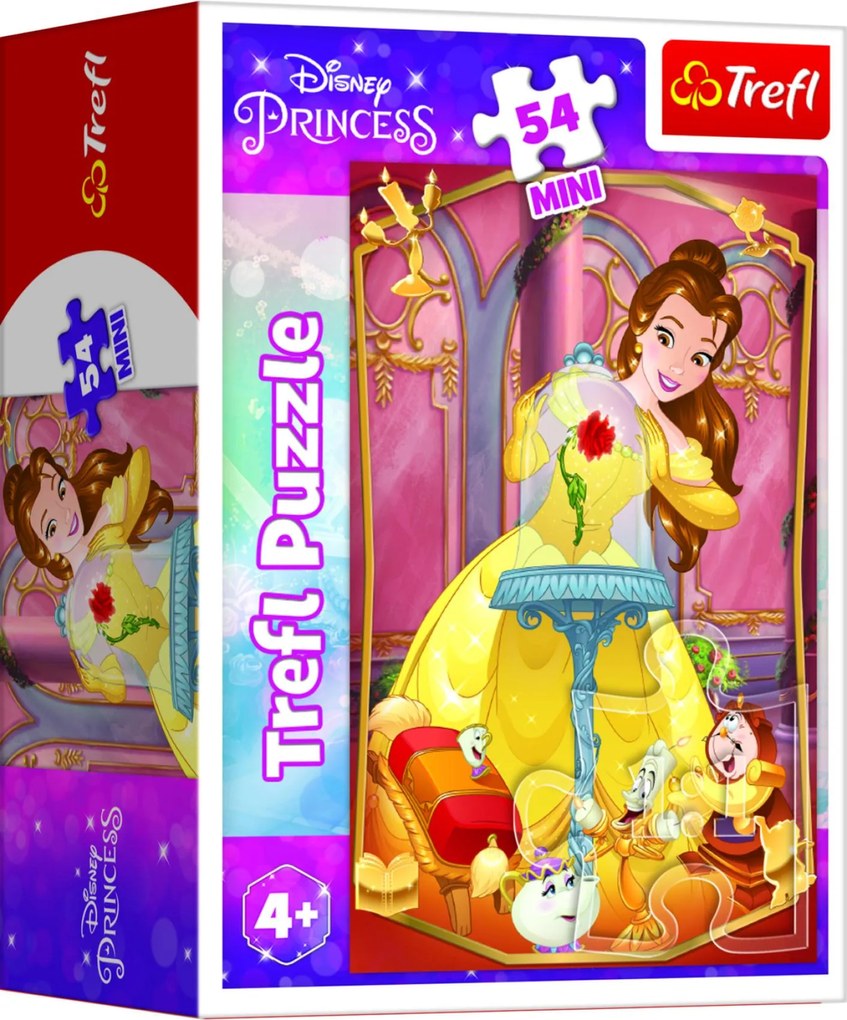 Trefl Minipuzzle Krásné princezny/Disney Princess 54dílků 4 druhy v krabičce 6x9x4cm 40ks v boxu