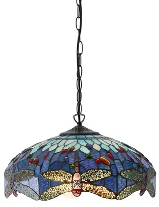Endon 64080 - Lustr na řetězu Tiffany DRAGONFLY 3xE27/60W/230V pr. 41 cm