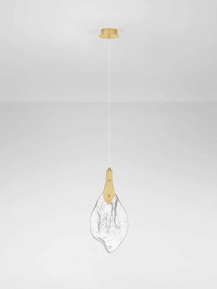 Ocelové LED stmívatelné závěsné svítidlo ve zlaté barvě se skleněným stínidlem ø 17,5 cm Bellina – Nova Luce