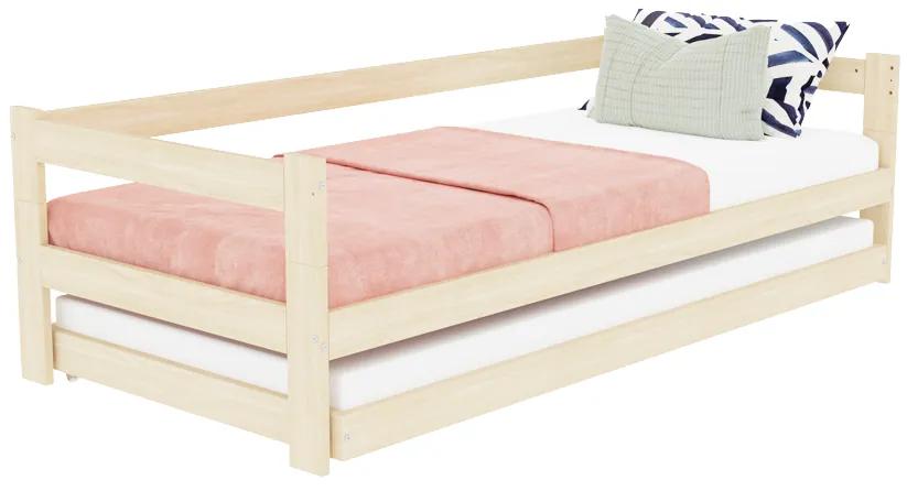 Benlemi Jednolůžková postel ze dřeva SAFE 5v1 se zábranou a přistýlkou Zvolte barvu: Nelakovaná, Zvolte rozměr: 90x200 cm, Zvolte zábranu: S jednou zábranou