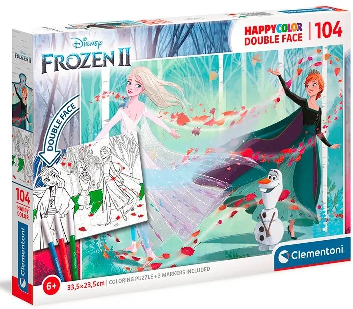 Clementoni - Puzzle 104 Double face colouring Frozen 2