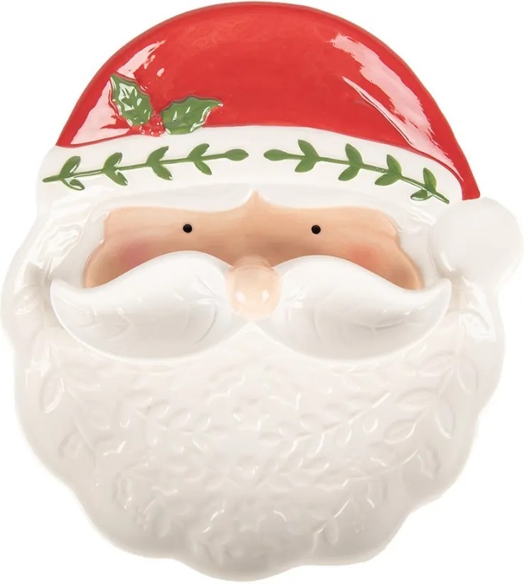 Keramický talířek s miskou ve tvaru vousů hlava Santa Claus - 29*26*5 cm