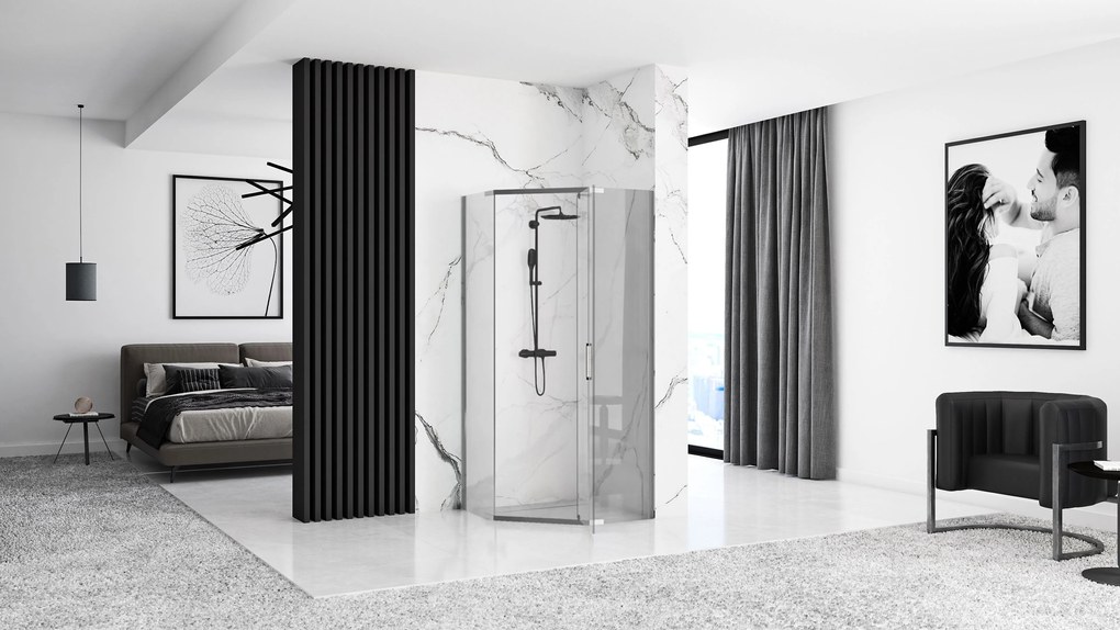 Rea Axin, sprchový kout 90x90x195 cm + bílá sprchová vanička Diamond, KPL-K8779