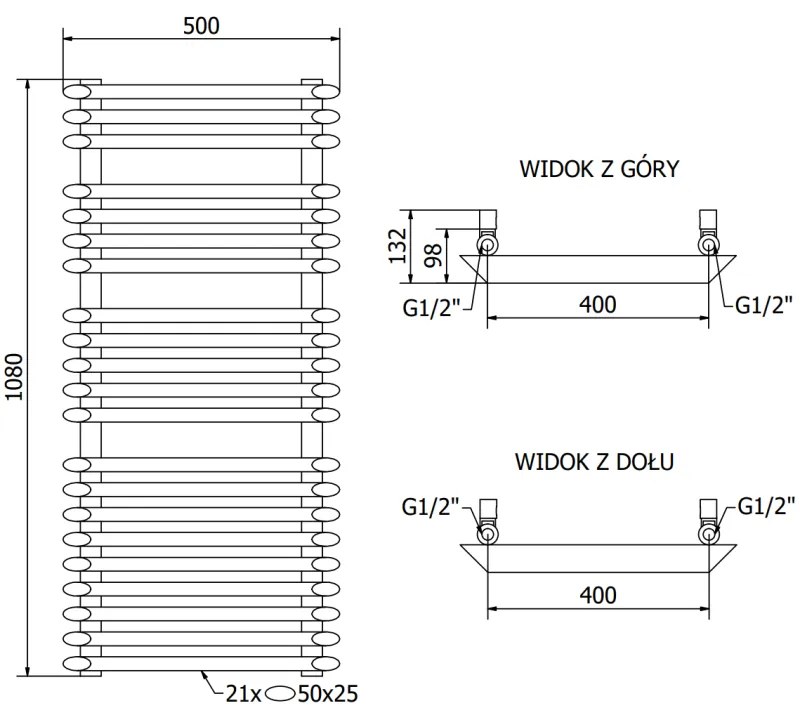 Mexen Akan koupelnový radiátor 1080 x 500 mm, 784 W, Bílá - W121-1080-500-00-20