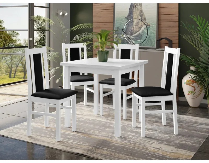 Jídelní stůl se 4 židlemi - AL27, Barva dřeva: bílá-L, Potah: Hygge D20