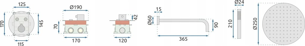 Rea Lungo, podomítková termostatická sprchová sada + BOX, zlatá lesklá, REA-P8550