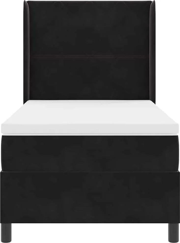Postel s boxspringem s čelo Černá 90 x 200 cm samet 3342046