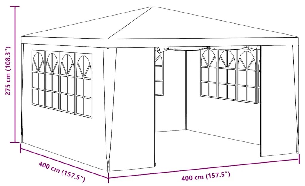 vidaXL Marketos Profesionální party stan s bočnicemi 4 x 4 m modrý 90 g/m²