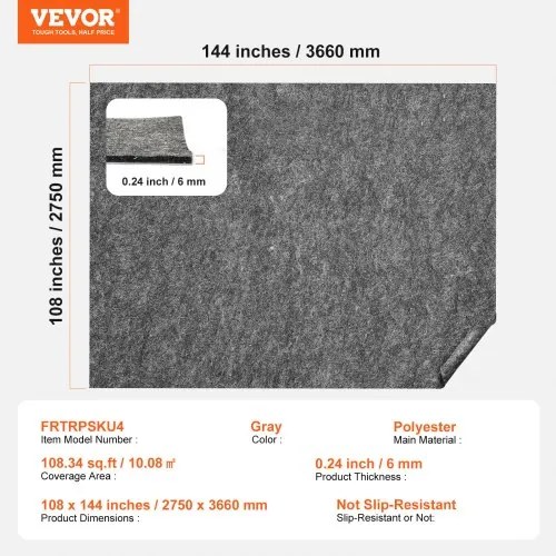 Rug Pad Gripper 2,74 × 3,66 m Ochranná podložka na koberec 6,1 mm