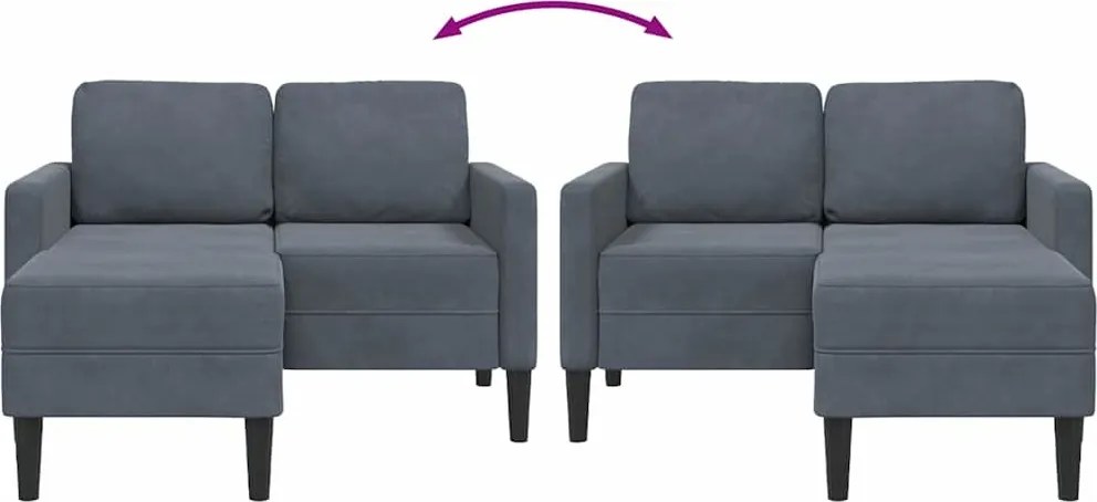 vidaXL Dvoumístná pohovka s lehátkem ve tvaru L 125 cm samet [4107072] Barva: Tmavě šedá