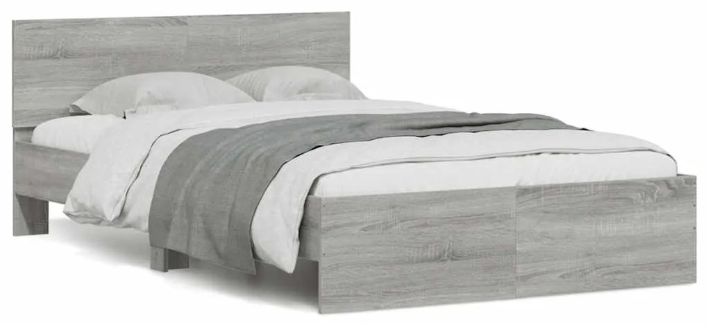 Rám postele s čelem a LED osvětlením šedý sonoma 135 x 190 cm 3207635