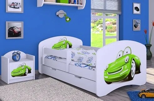 Svět pokojů Dětská postel Kevin - zelené auto + matrace zdarma Barva: Bílá, Úložný prostor: ANO (+800 Kč), Rozměr: 140x70 cm