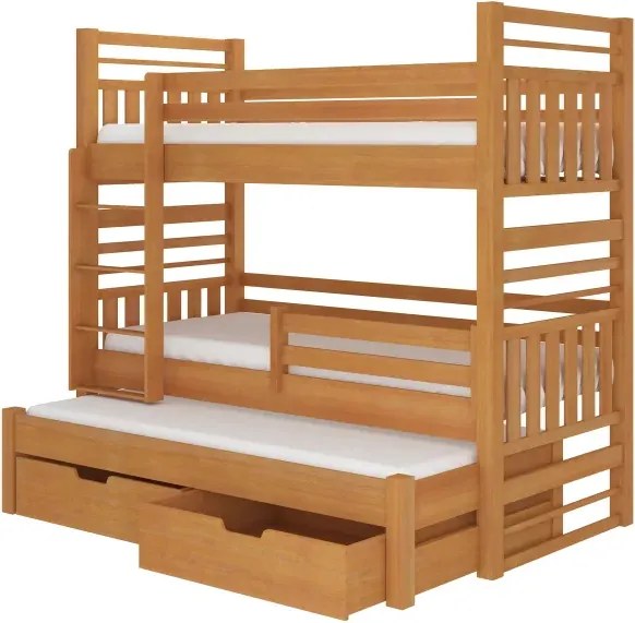 Třílůžková patrová postel s matracemi HIPPO 200x90