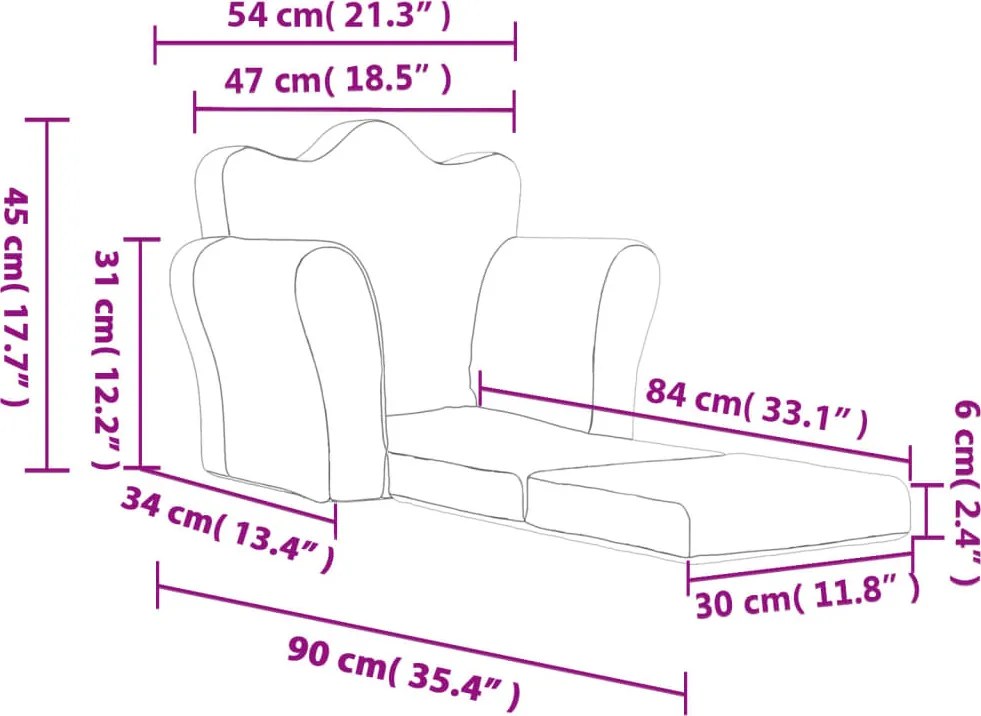 vidaXL Dětské rozkládací pohovka měkký plyš [357054] Barva: Světle šedá a bílá