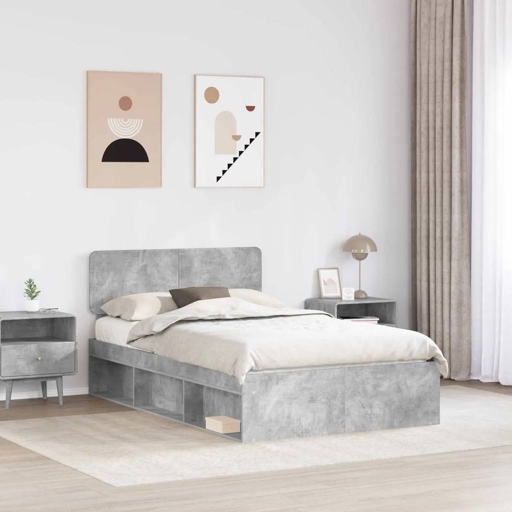 Rám postele s čelo Beton 120 x 190 cm Masivní borové dřevo 3412108