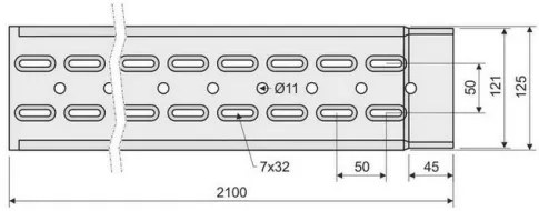 Kabelový žlab s integrovanou spojkou KOPOS Mars NKZI 50X125X0,70 S (2m)