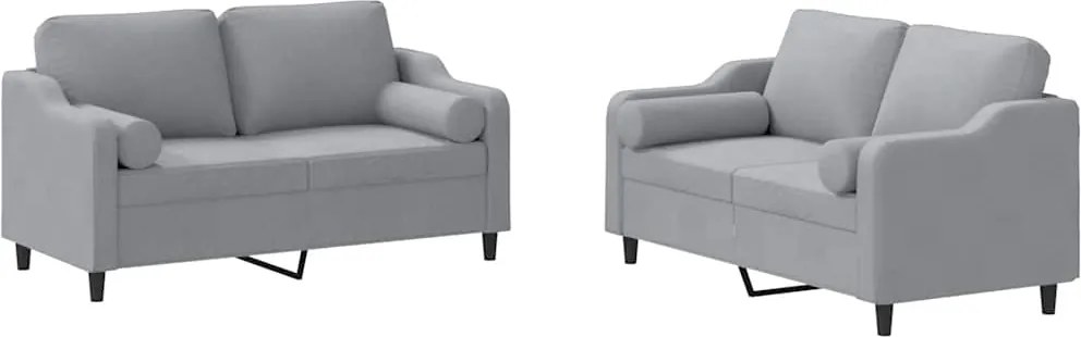 2dílná sedací souprava s polštáři světle šedá textil 3201818
