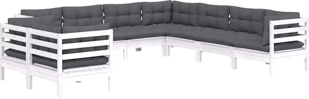 9dílná zahradní sedací souprava podušky bílá masivní borovice 3096900