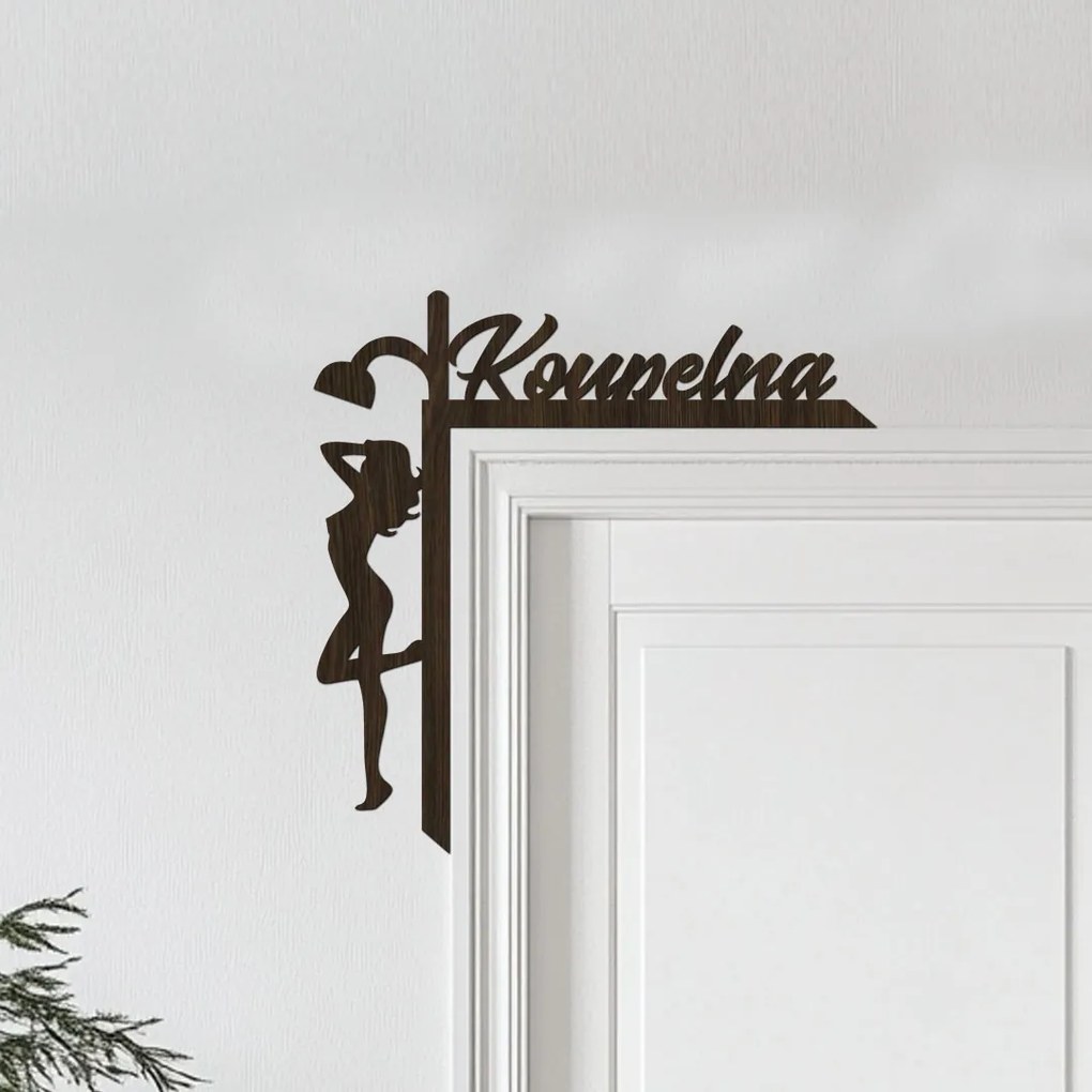 dřevo života Dřevěná cedulka do rohu dveří Koupelna Zvolte rozměr (cm): 20x18, Zvolte barvu dekoru: Černá
