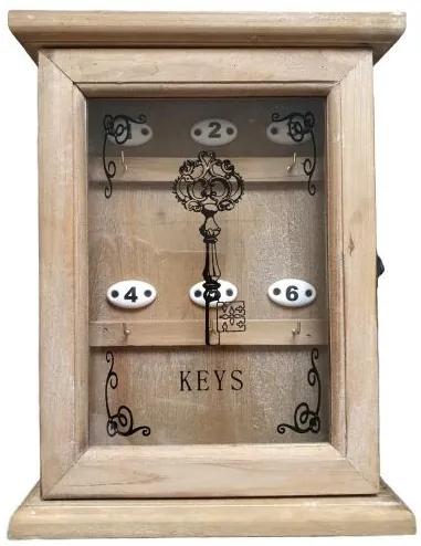 Dřevěná nástěnná skříňka na klíče - 24,5*7,5*32 cm | BIANO
