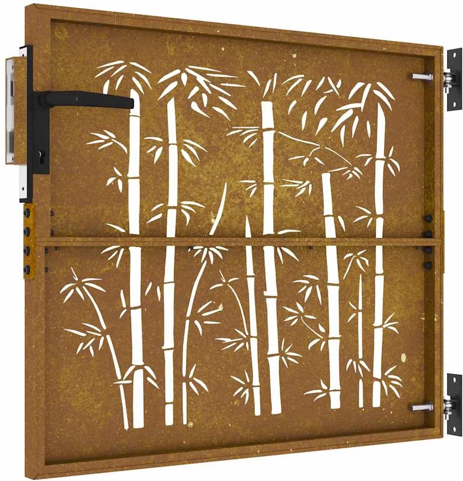 Zahradní branka 85 x 75 cm corten ocel bambusový design 153232