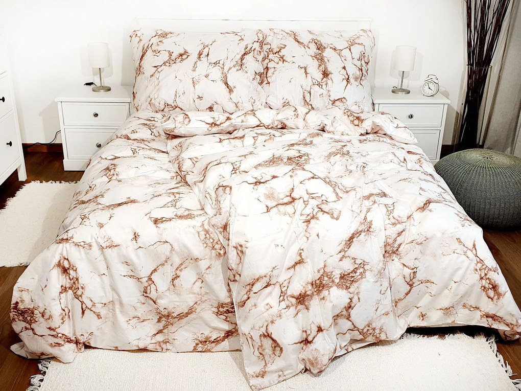 Písecké lůžkoviny Bavlněné povlečení Mramor hnědý 200x260 Zapínání: knoflík, Velikost polštáře: 70x90