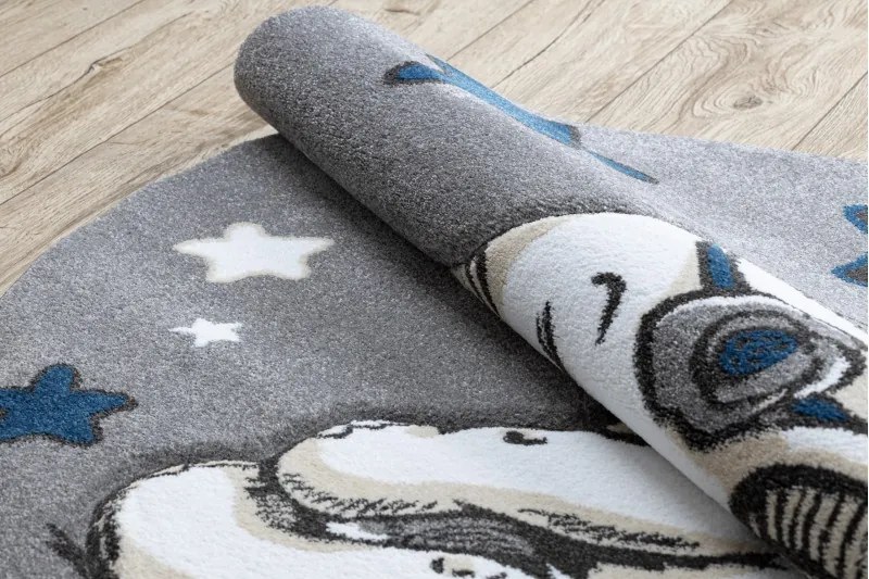 Dywany Łuszczów, Dětský kusový koberec Petit Elephant stars grey kruh, 120x120 (průměr) kruh, šedá, dětský pokoj