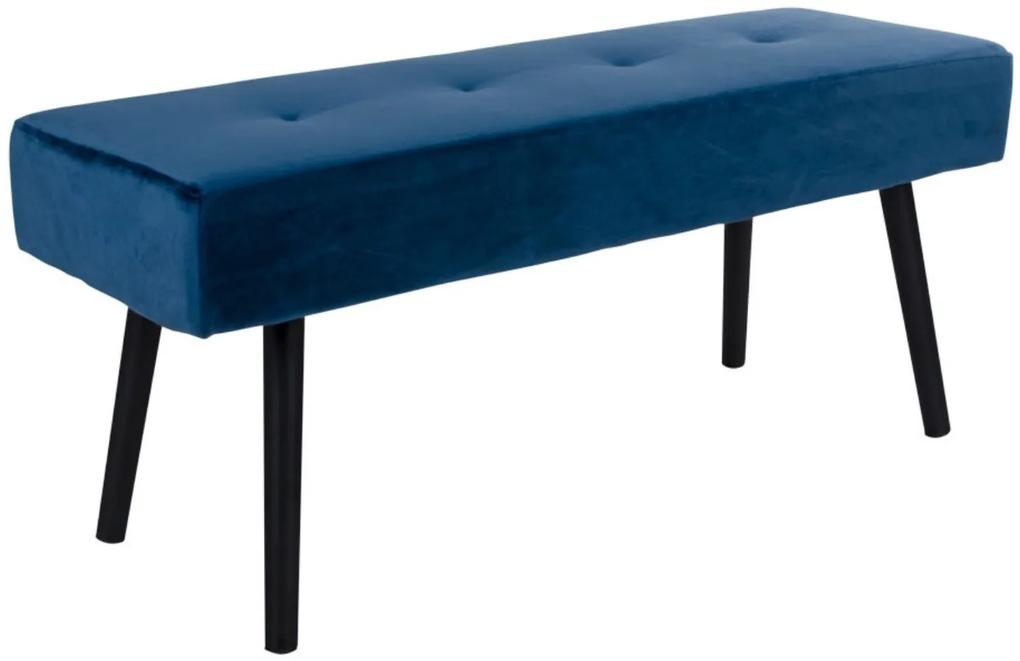 OnaDnes -20% Nordic Living Tmavě modrá sametová lavice Mekl 100 cm