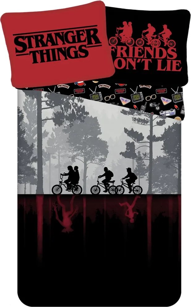 Oboustranné bavlněné ložní povlečení Stranger Things - motiv Upside Down - 100% bavlna - 70x90 cm + 140x200 cm